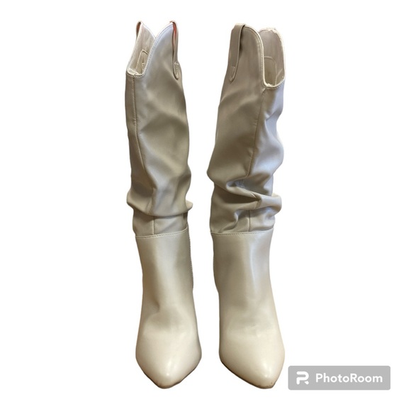 Sugar | Shoes | Womens Ivory Stacked Heel Dress Boots | Poshmark